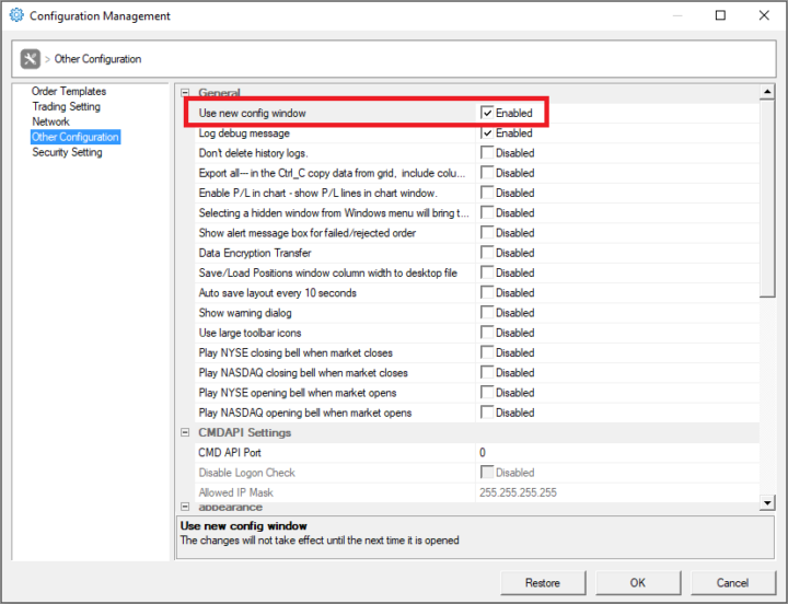 New Configure Window – DAS|Inc – Developer of DAS Trader suite of products